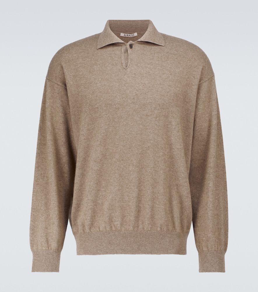Auralee Baby Cashmere Polo Sweater In Beige - 40% Off Auralee Baby Cashmere Polo Sweater In Beige - 40% Off