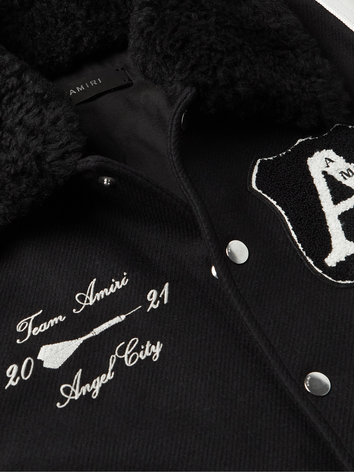 Amiri Always On Point Embellished Wool-Blend Twill Varsity Jacket