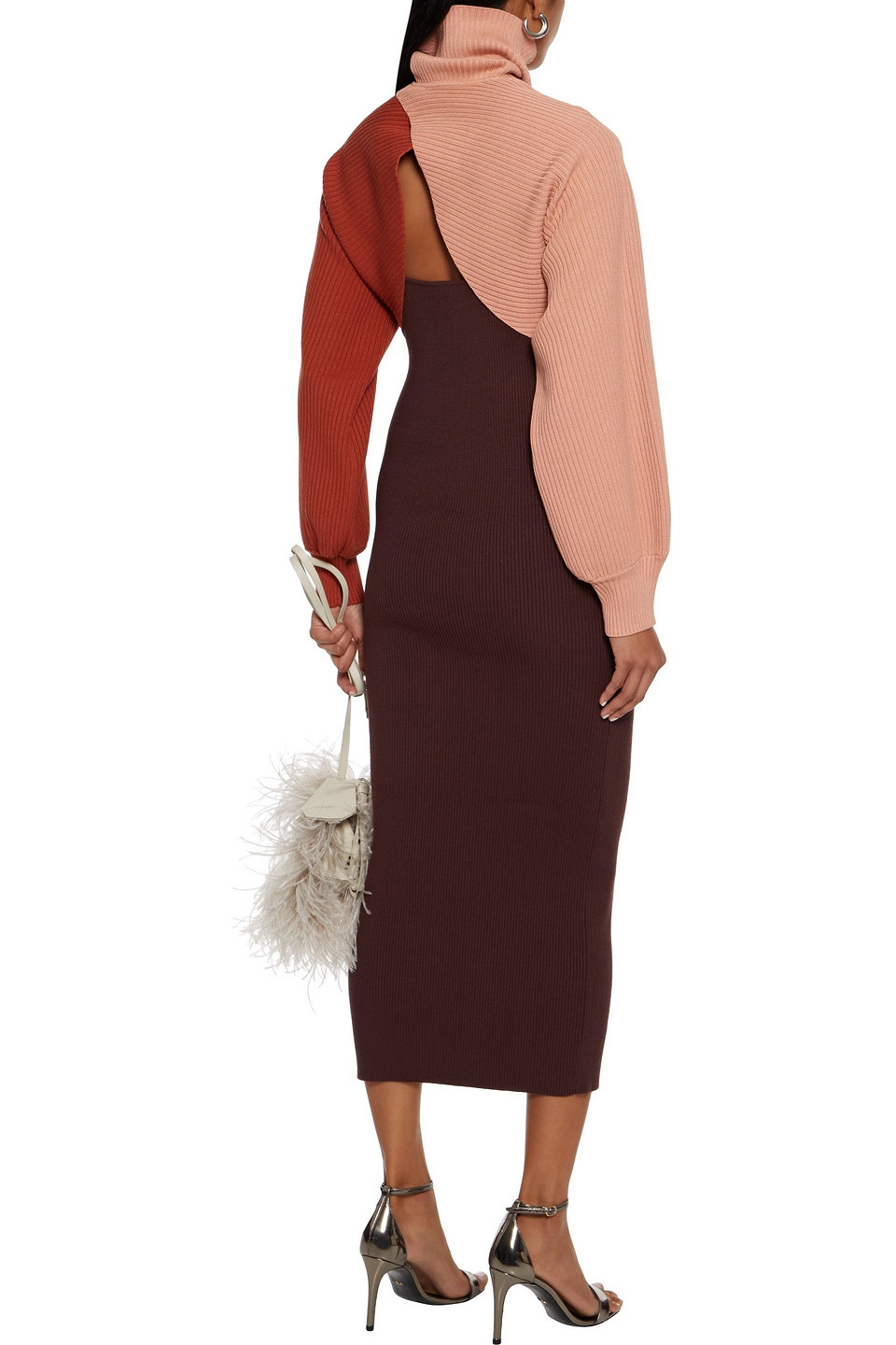 Ronny Kobo Lalu Layered Color-Block Ribbed-Knit Midi Dress Size In  Chocolate - 50% Off | Editorialist