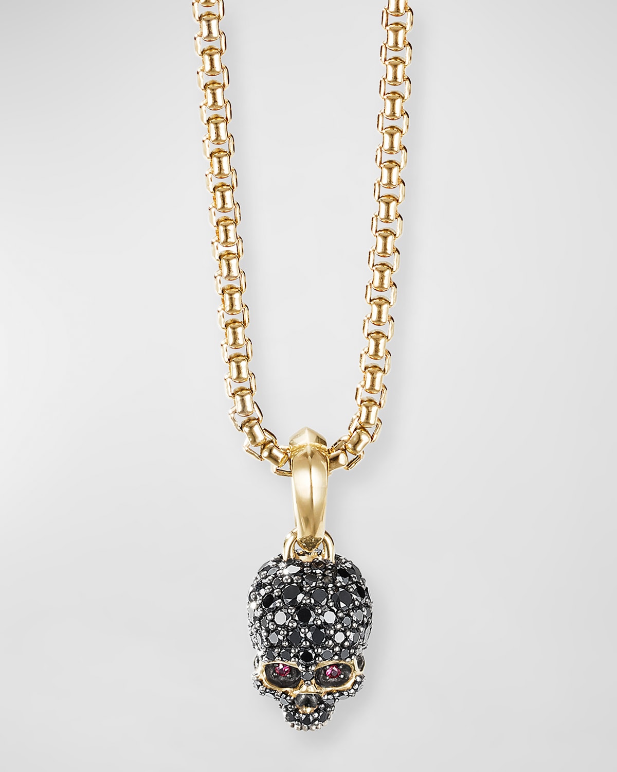 David Yurman 18k Yellow Gold Pave Skull Amulet With Ruby & Diamonds ...