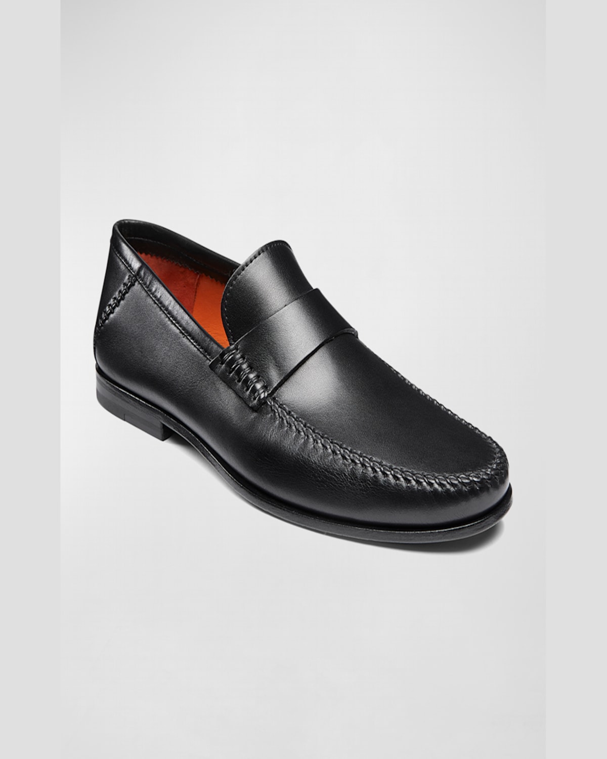 Santoni Paine Leather Loafers - Black - 50% Off | Editorialist