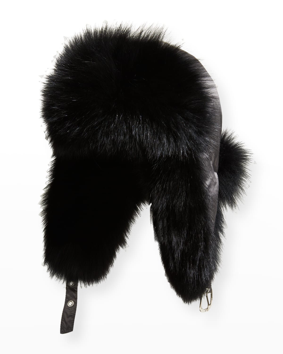 Yves Salomon Nylon Fox Fur Trapper Hat In Inox - 55% Off  display picture 2