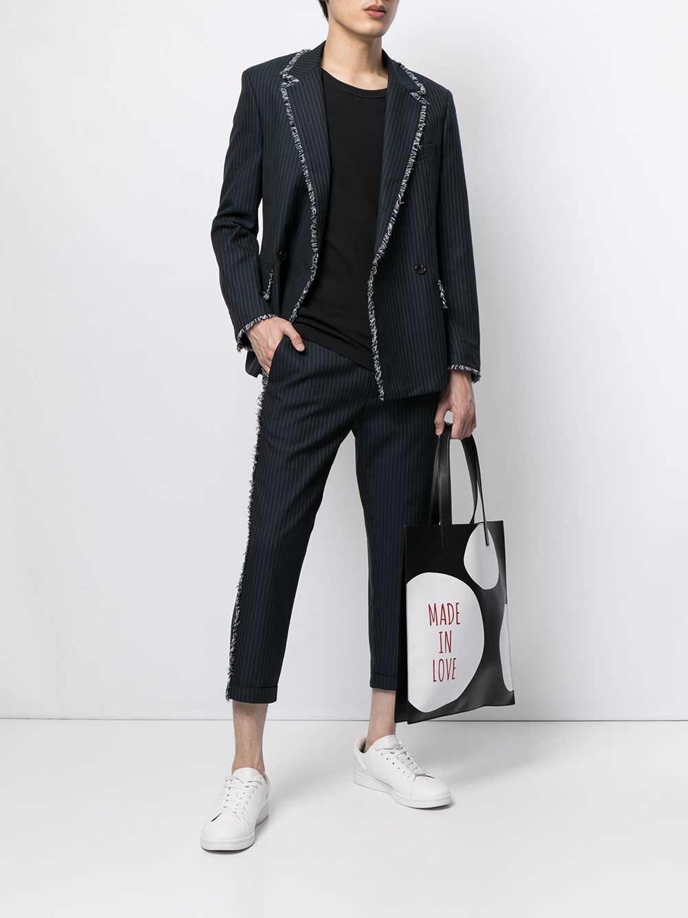 PORTS V Frayed-Edge Cropped Trousers