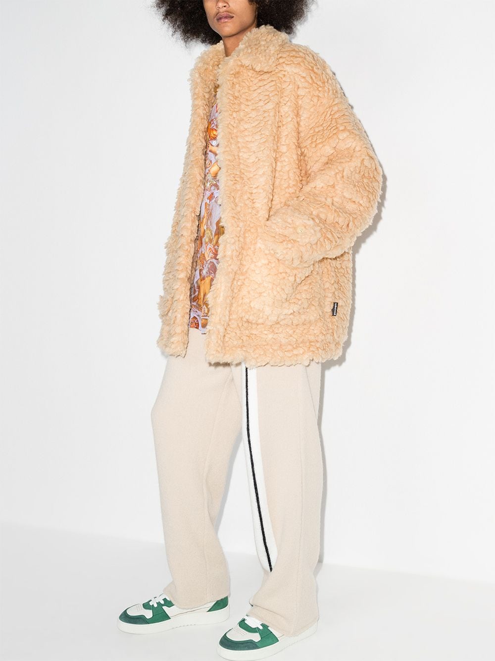 PALM ANGELS Palm Angels Faux-Shearling Single-Breasted Coat