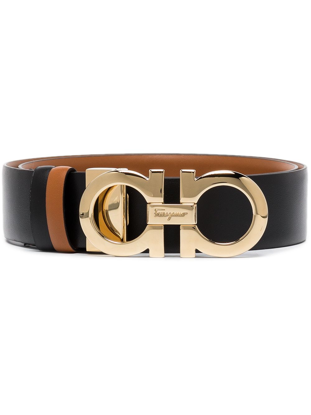 Ferragamo Gancini Reversible Leather Belt - Black | Editorialist display picture 3