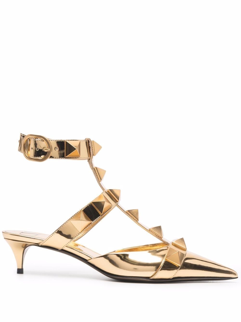 Valentino Garavani Roman Stud Kitten-Heel Pumps In Gold - 30% Off |  Editorialist