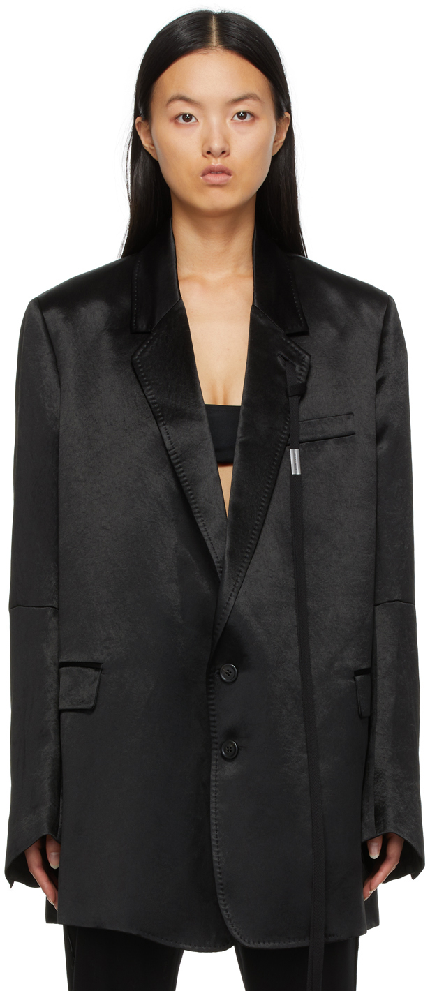 Ann Demeulemeester Satin Slouchy Agnes Jacket - Black | Editorialist
