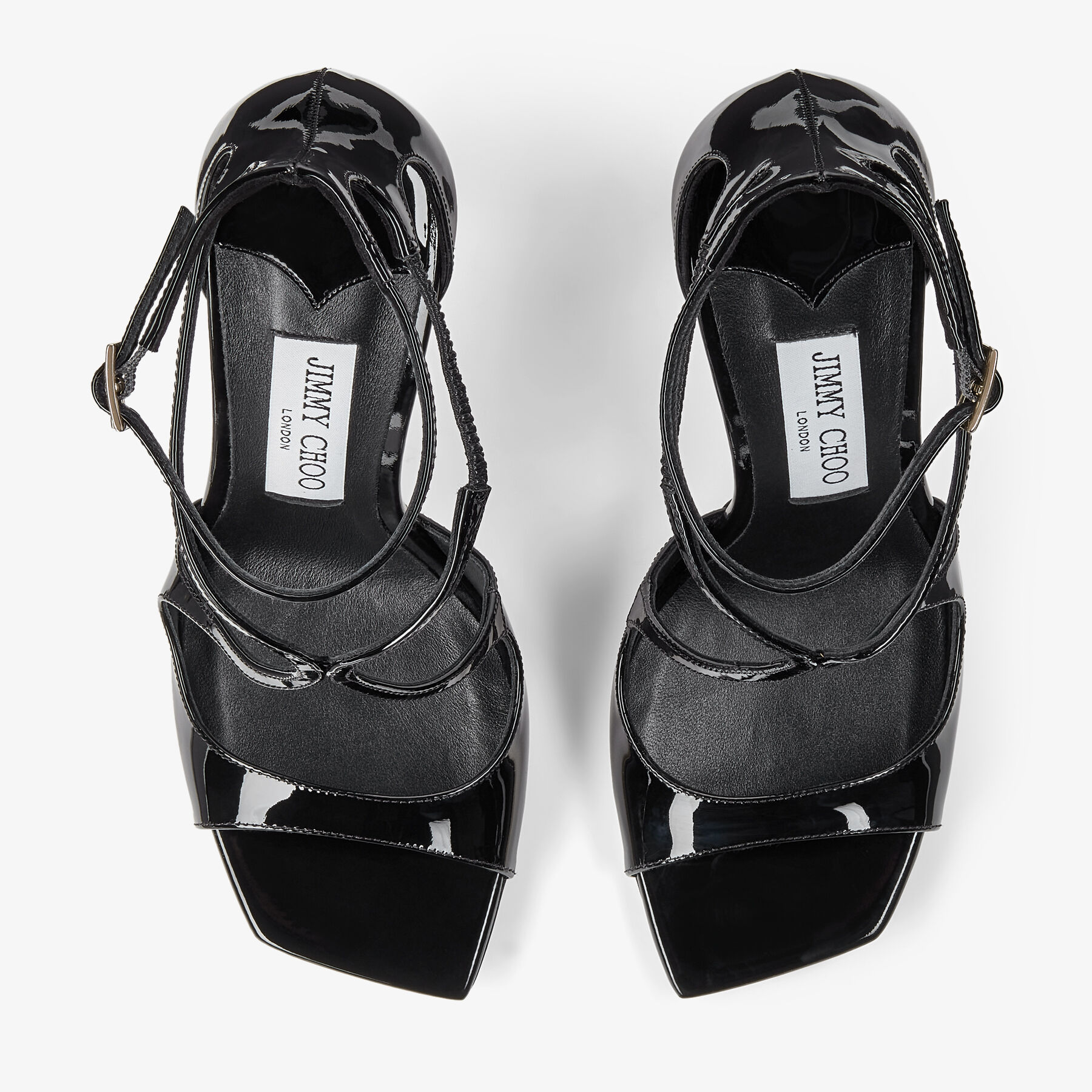 Jimmy Choo Azia 110 Patent Leather Sandals Black Editorialist