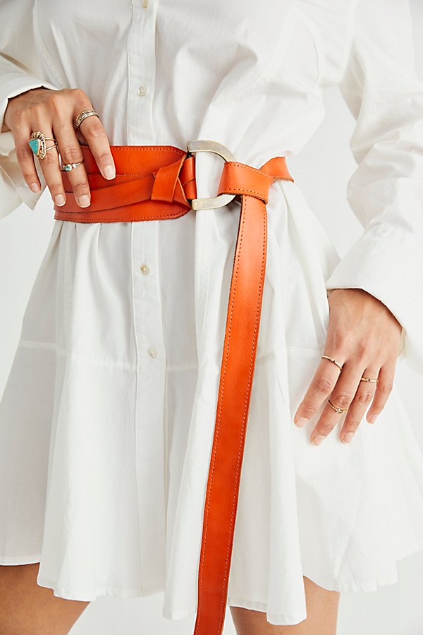 Free People Waltz Leather Waist Belt - Tiger Eye | Editorialist display picture 1