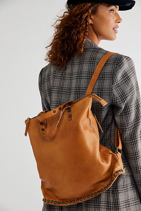 Free People Ellie Brown Leather Studded Backpack Sell My Clothes For Me Free People Ellie Brown Leather  main image 4