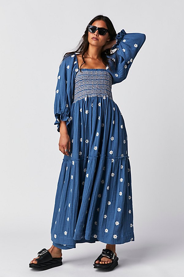 Free People Dahlia Embroidered Maxi Dress - Burgundy Road | Editorialist