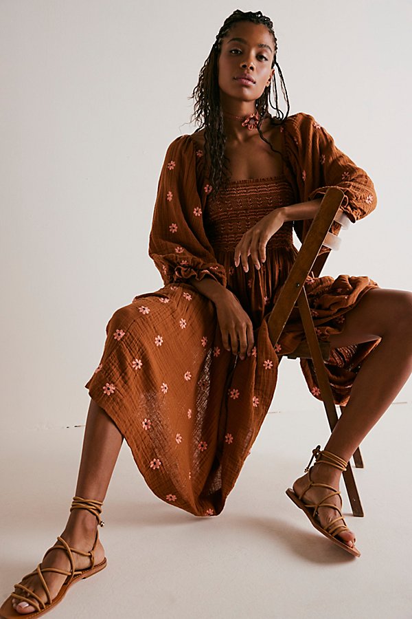 Free People Dahlia Embroidered Maxi Dress - Burgundy Road | Editorialist