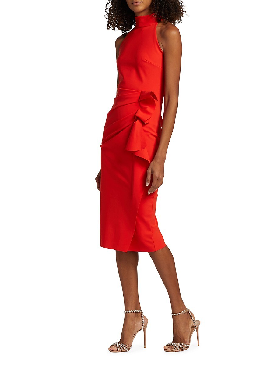 halter neck midi dress casual Auburn | Powder BLUE Halter-Neck Midi Dress