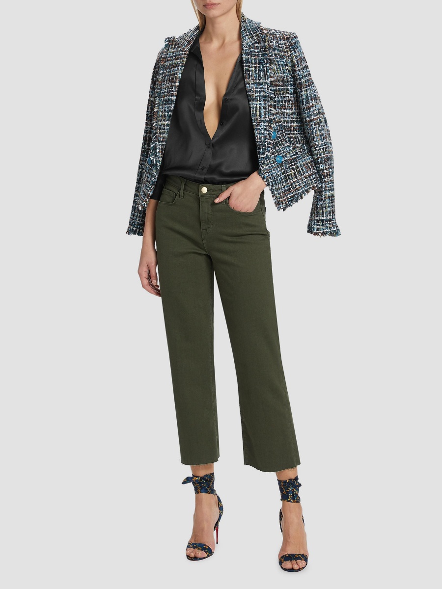 L'AGENCE dani three-quarter sleeve silk shirt
