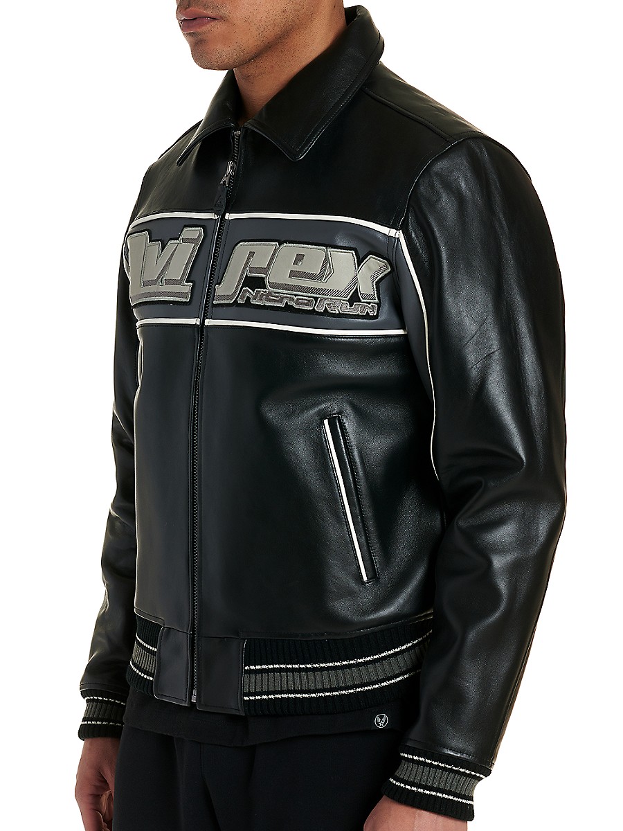 Avirex Nitro-Run Leather Jacket - Jet Black | Editorialist