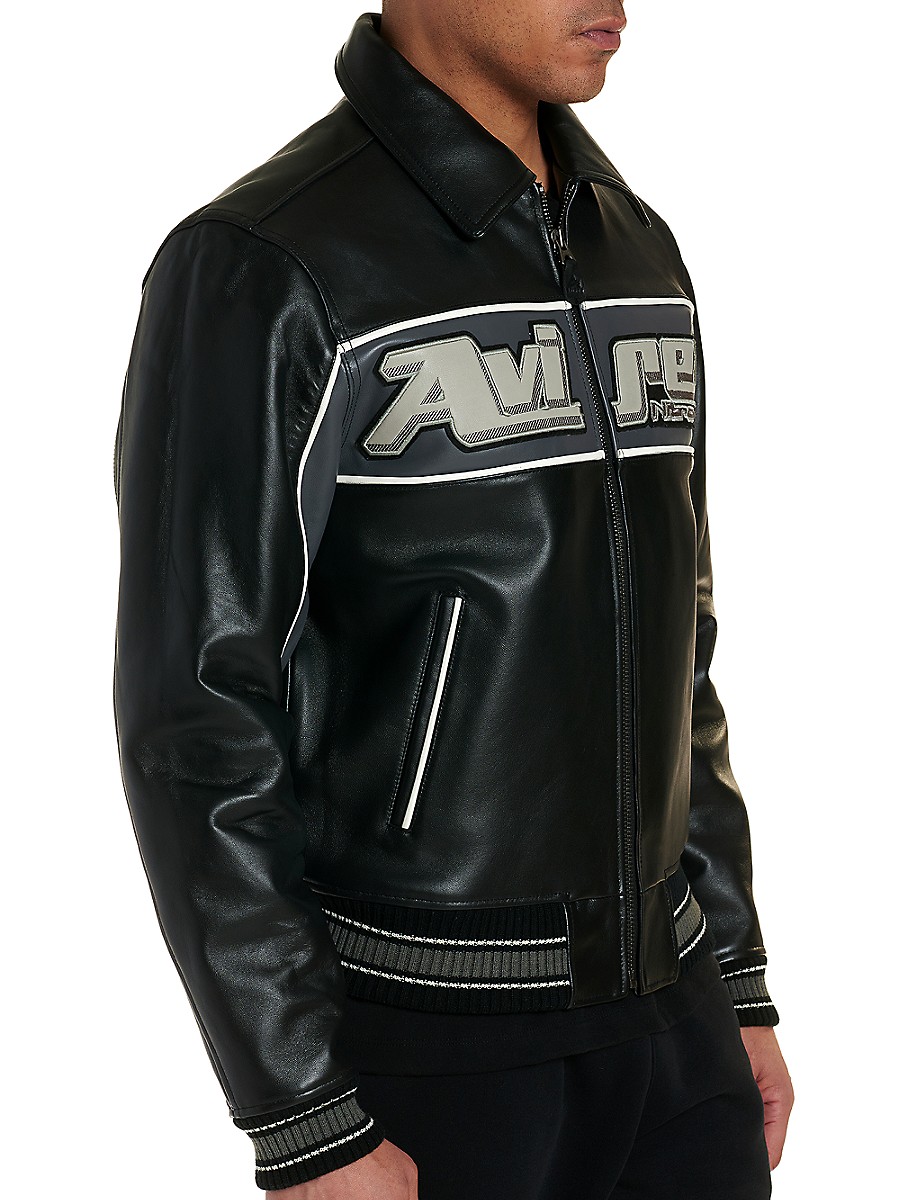 Avirex Nitro-Run Leather Jacket - Jet Black | Editorialist