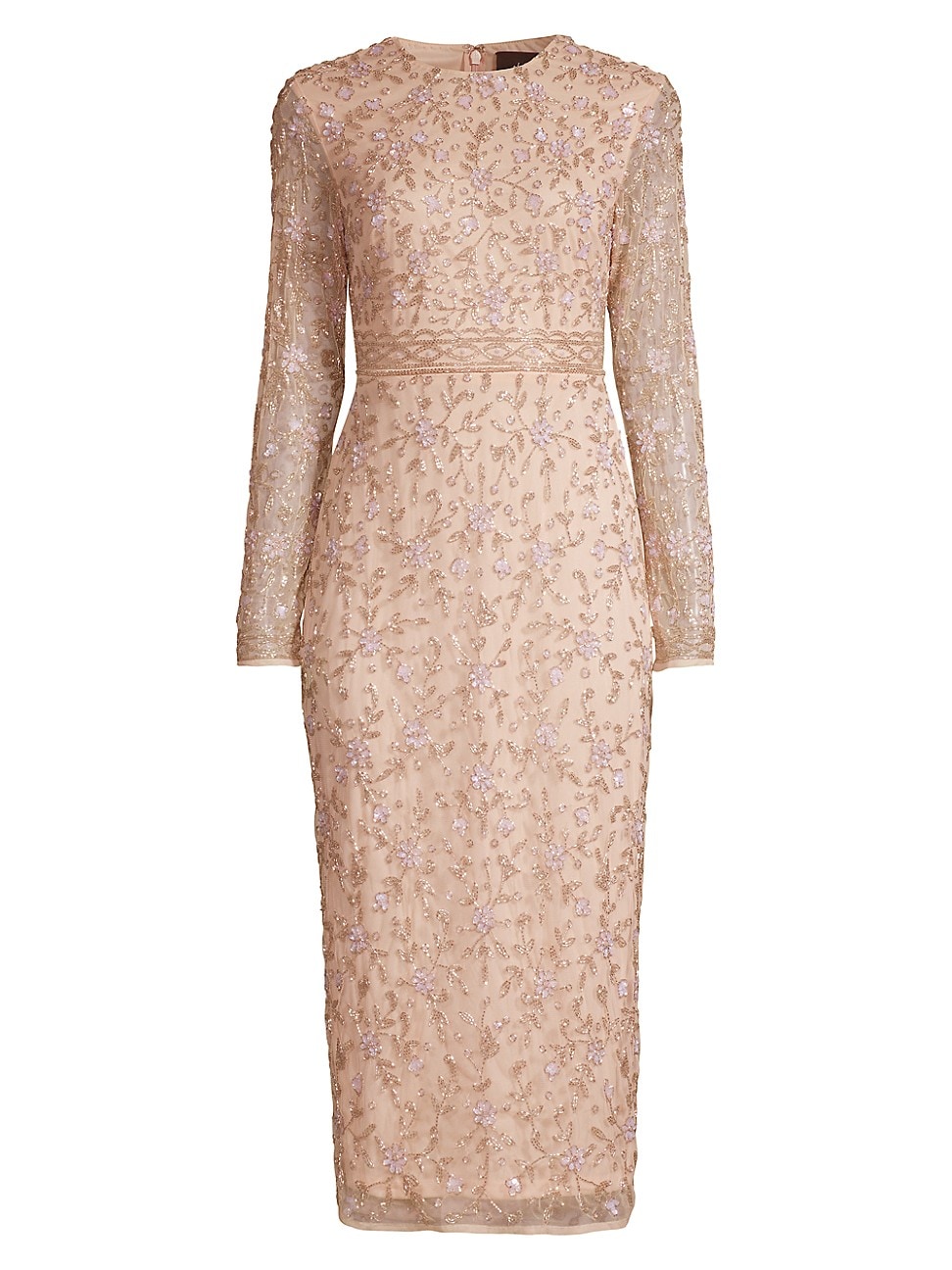 dress beading supplies Floral-Beaded Long Formal Dress with Long Sleeves– PromGirl