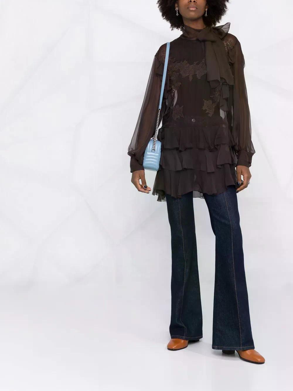 VALENTINO Floral-Lace Silk Blouse