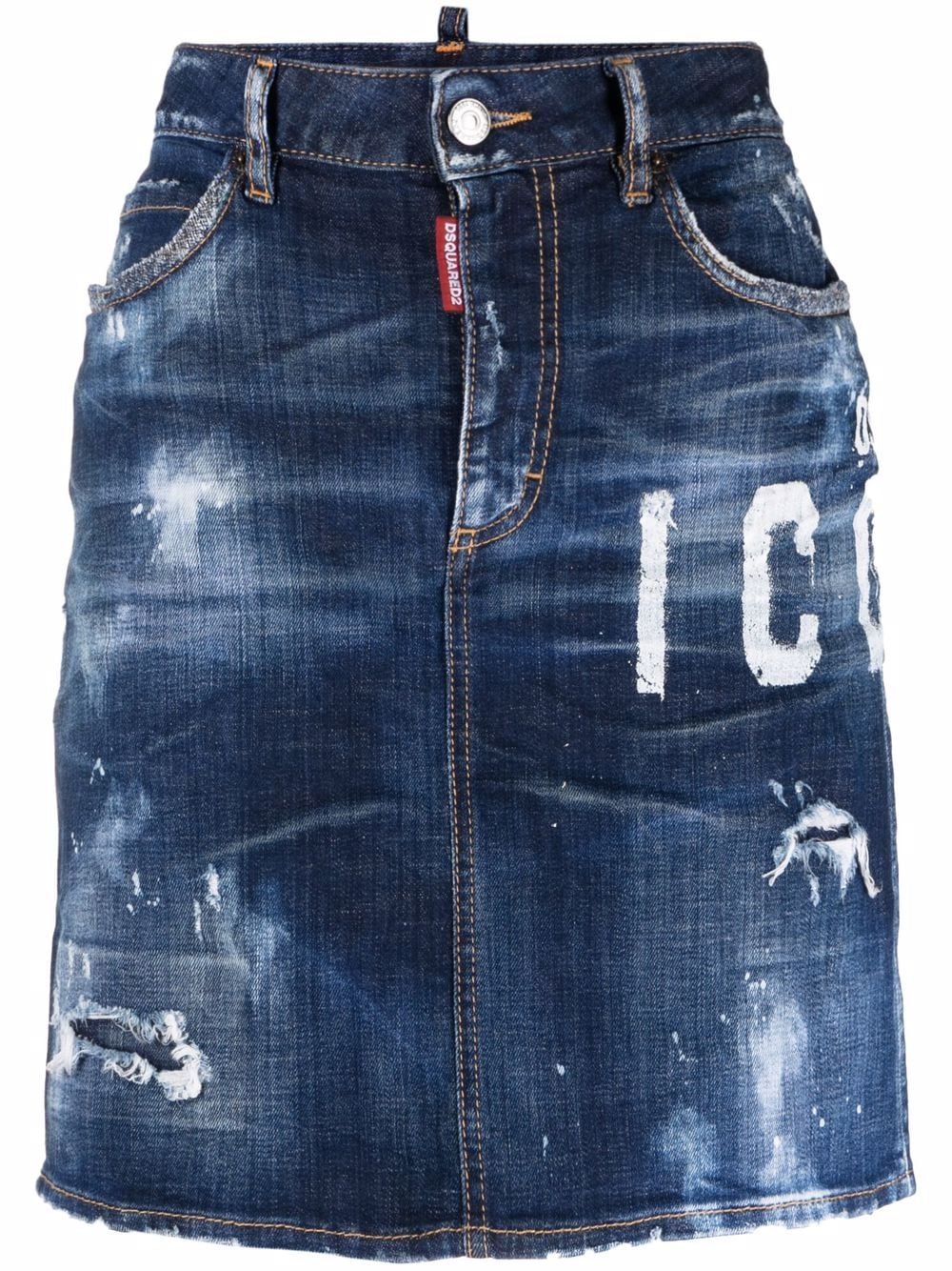 DSQUARED2 Logo-Print Denim Skirt