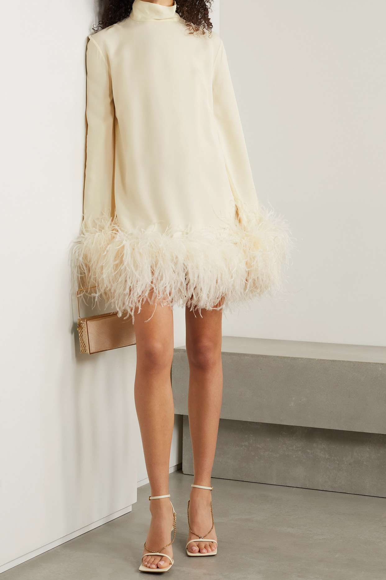 TALLER MARMO Taller Marmo + Net Sustain Gina Feather-Trimmed Mini Dress