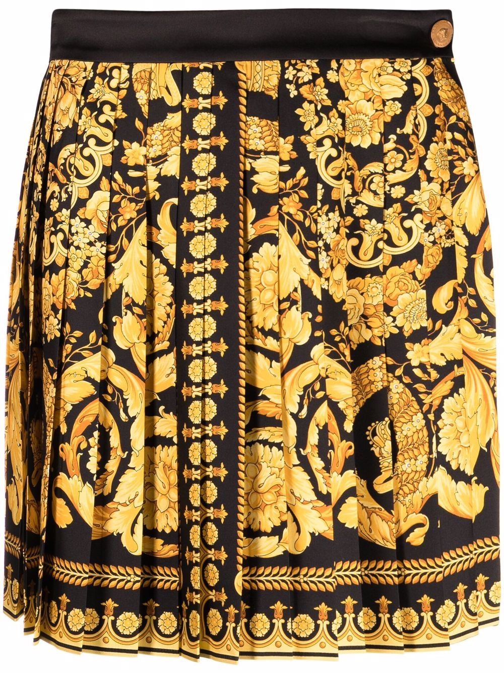 VERSACE Versace Printed Silk Twill Pleated Mini Skirt