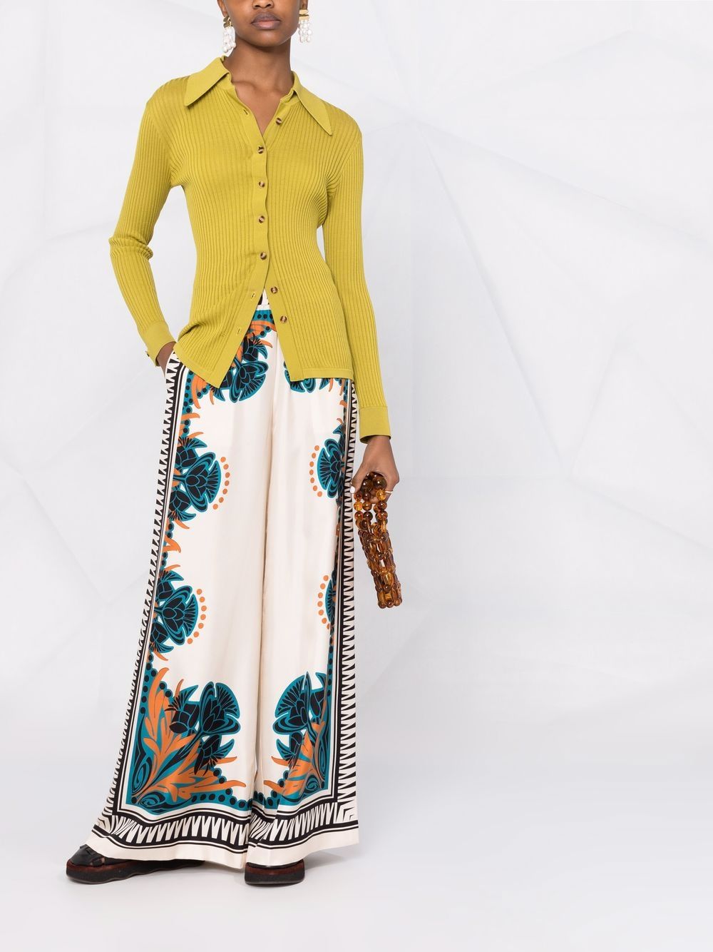 LA DOUBLEJ La DoubleJ Placed-Print Palazzo Trousers