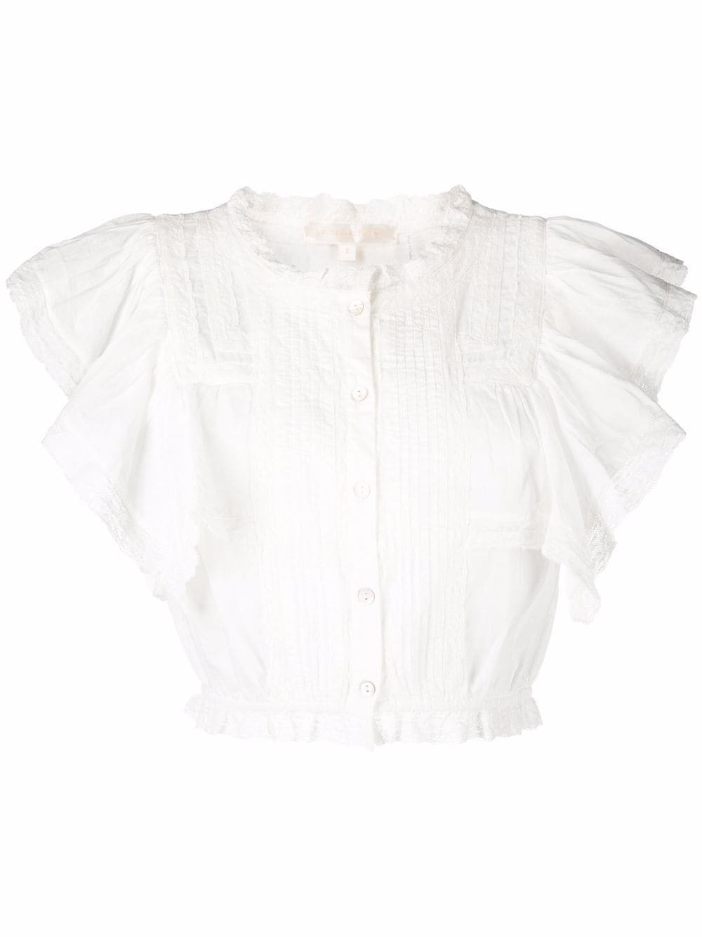 LOVESHACKFANCY LoveShackFancy Ruffle Mini Heritage Skirt with Lace Trims
