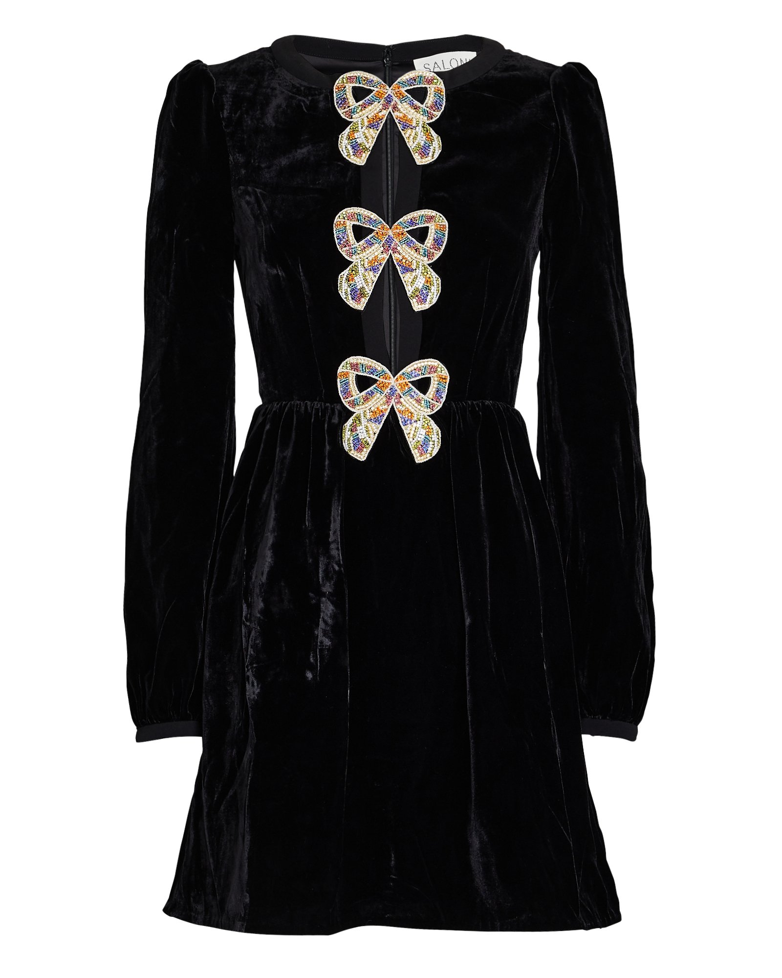 black camille bows mini dress Saloni Bow-embellished Velvet - Size:L: Men 6.5-9.5 Women 8-11 12 Months. Shades Of Pink 1 Dress: black with white