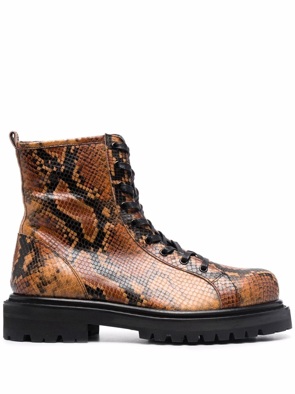 Roberto Cavalli Lace-Up Snakeskin-Effect Boots In Neutrals  display picture 1