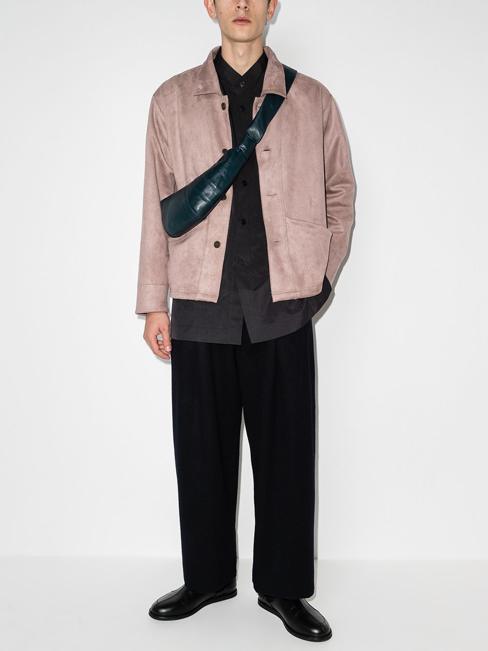 STUDIO NICHOLSON Studio Nicholson Navy Wool Wide-Leg Trousers