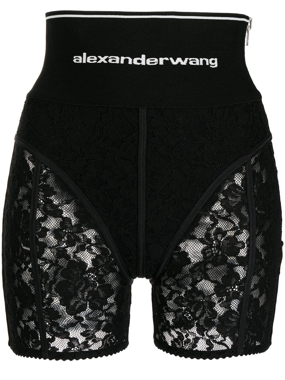 Buy Alexander Wang Logo-waistband Lace-detail Shorts - Black At 20