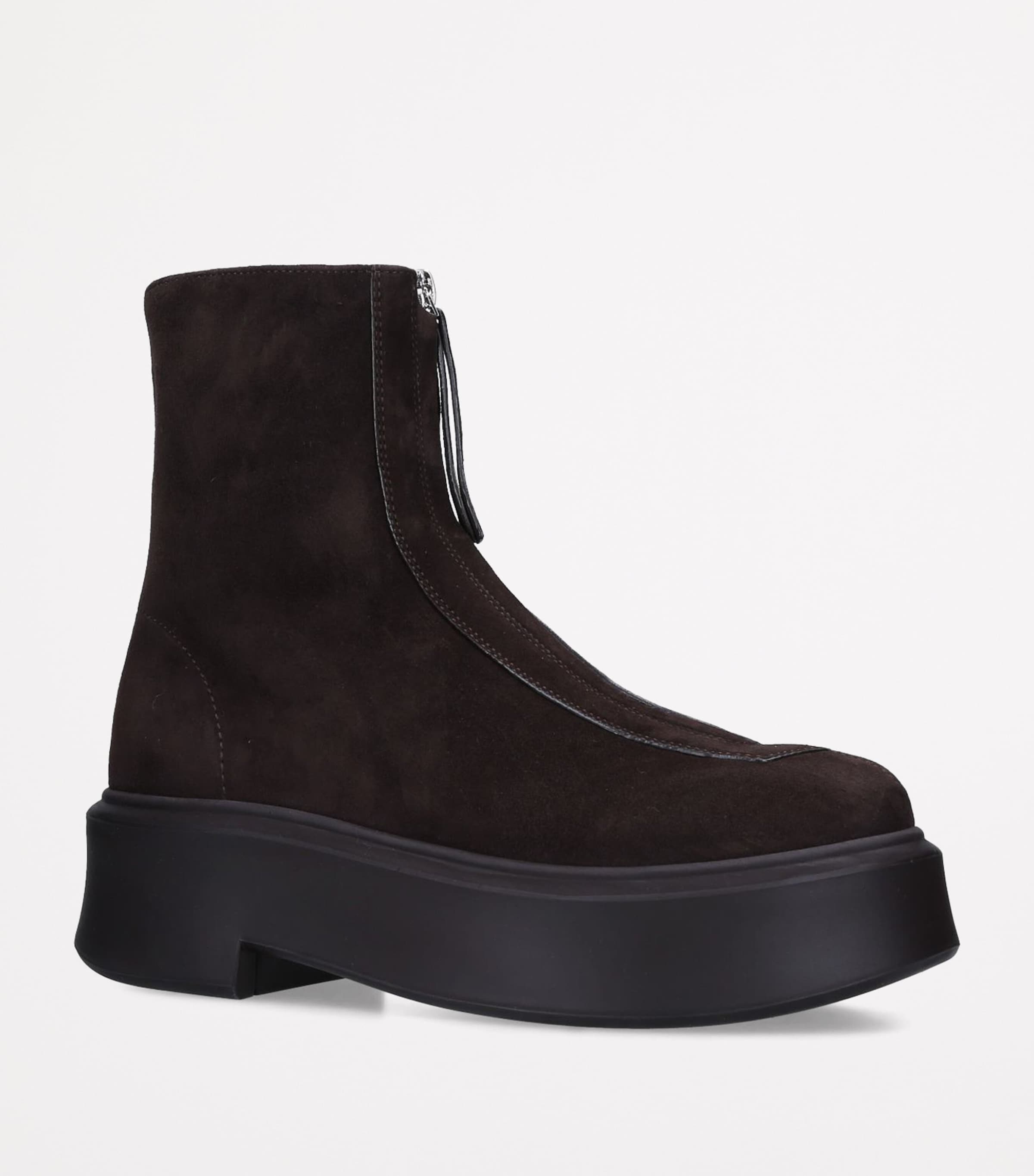 The Row Zipped 1 Suede Ankle Boots - Black | Editorialist