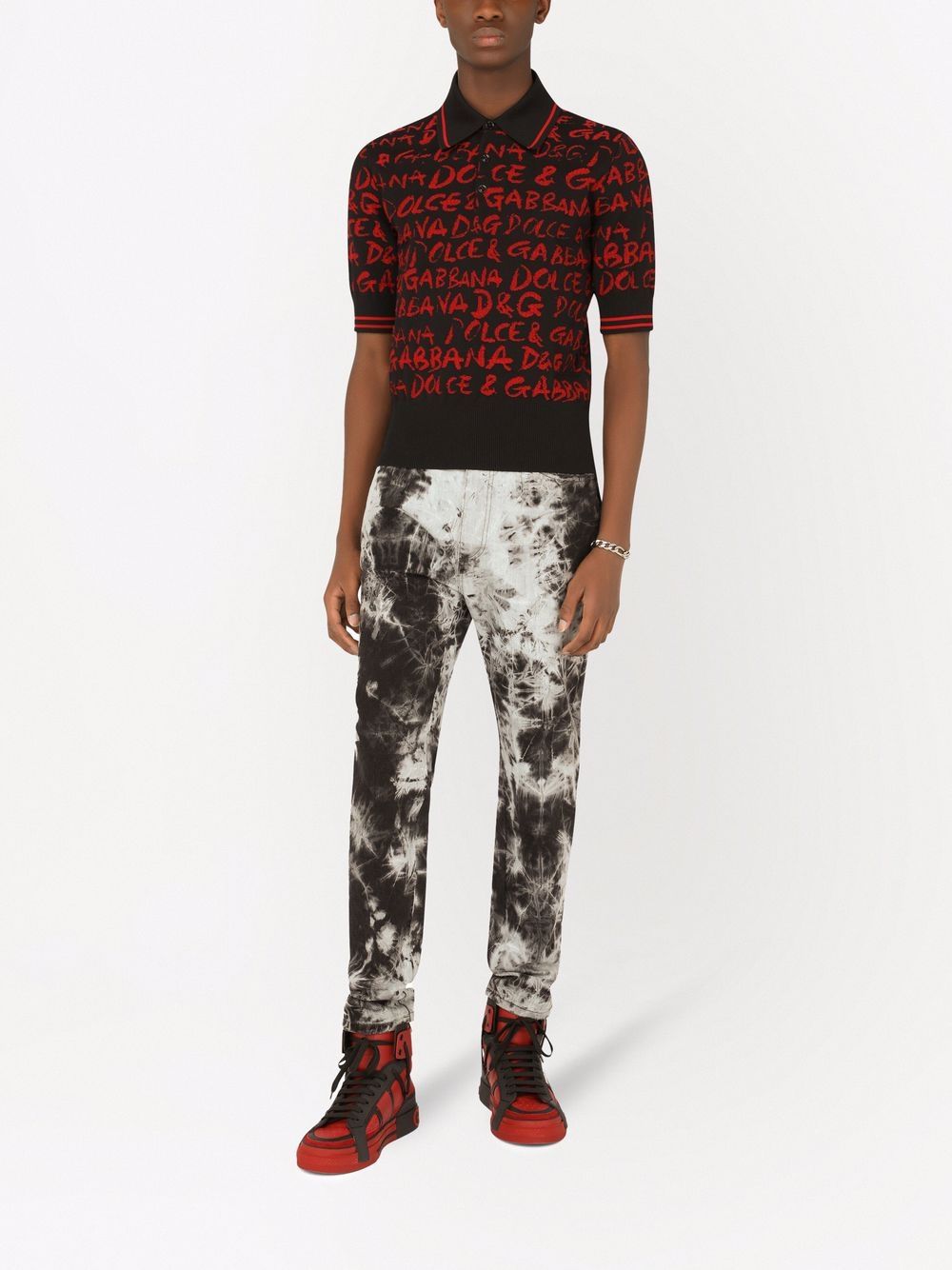 DOLCE & GABBANA Dolce & Gabbana Acid-Wash Two-Tone Jeans