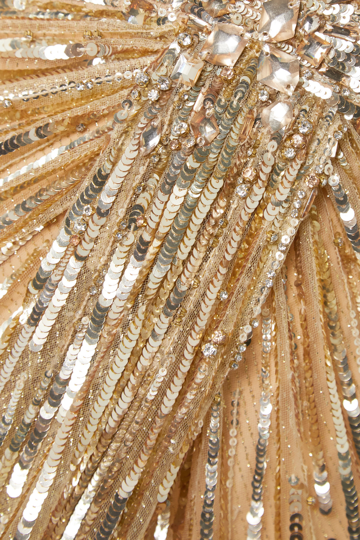 Jenny Packham James Bond Goldfinger Cape-Effect Embellished Glittered Tulle Gown - Gold | Editorialist Jenny Packham James Bond Goldfinger Cape-Effect Embellished Glittered Tulle Gown - Gold | Editorialist