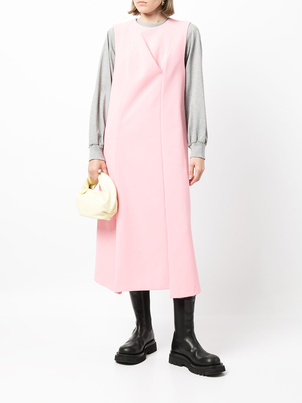 Enfold Two-Tone Knitted Midi Dress In Pink - 60% Off | Editorialist display picture 1