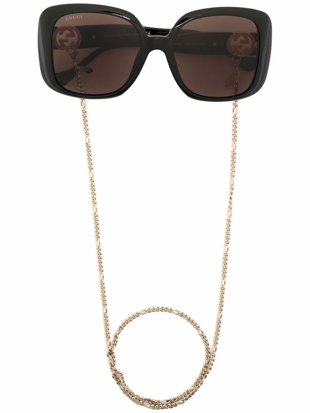 Gucci Square-Frame Chain Sunglasses - Black | Editorialist display picture 2