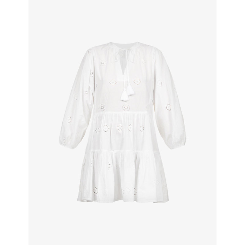 seafolly embroidered tiered dress Seafolly Embroidery Tier Mini Dress Mini Dress Cover Up in White – Island  Trends main image 0
