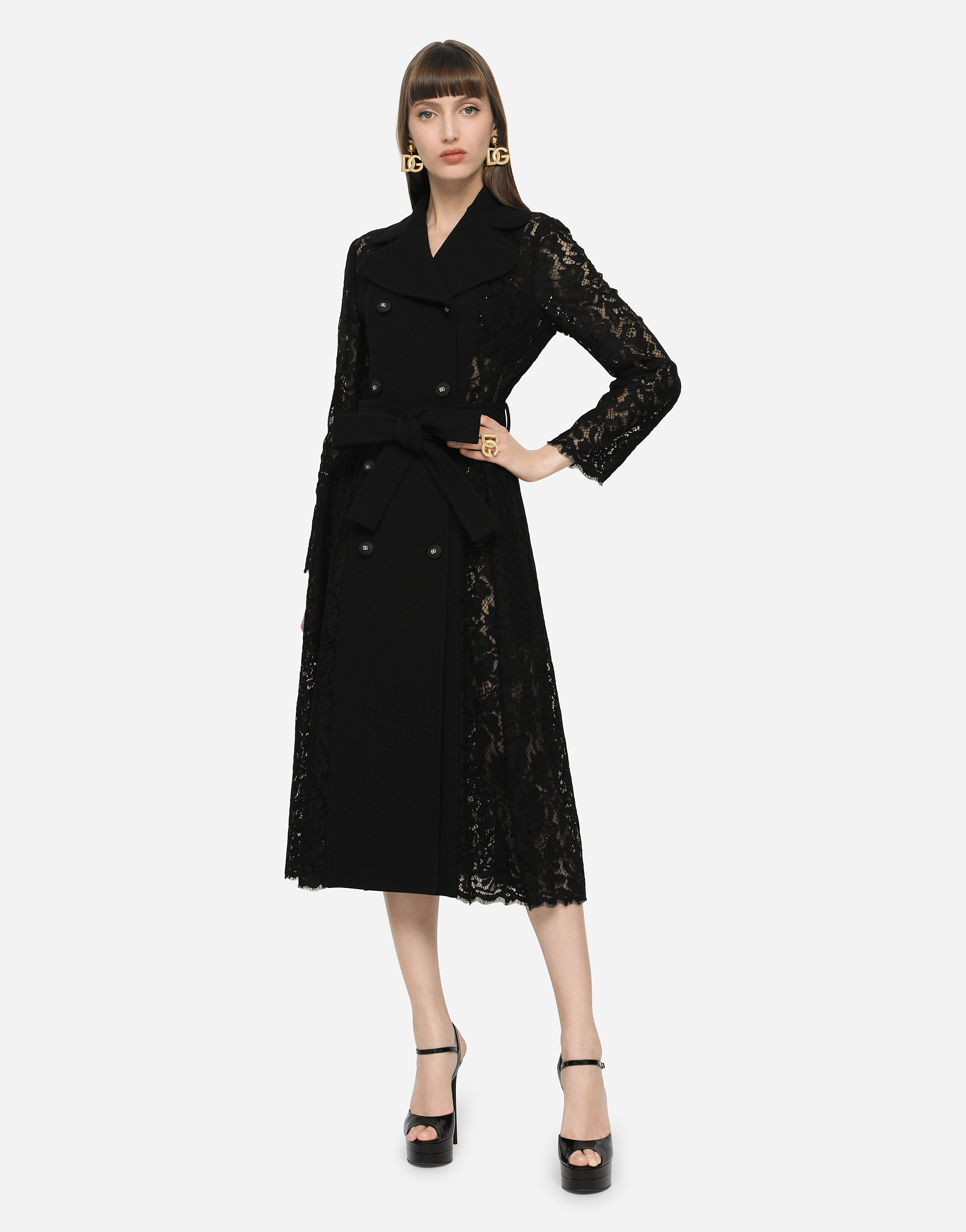 DOLCE & GABBANA Dolce & Gabbana Cordonetto Lace and Crepe Coat