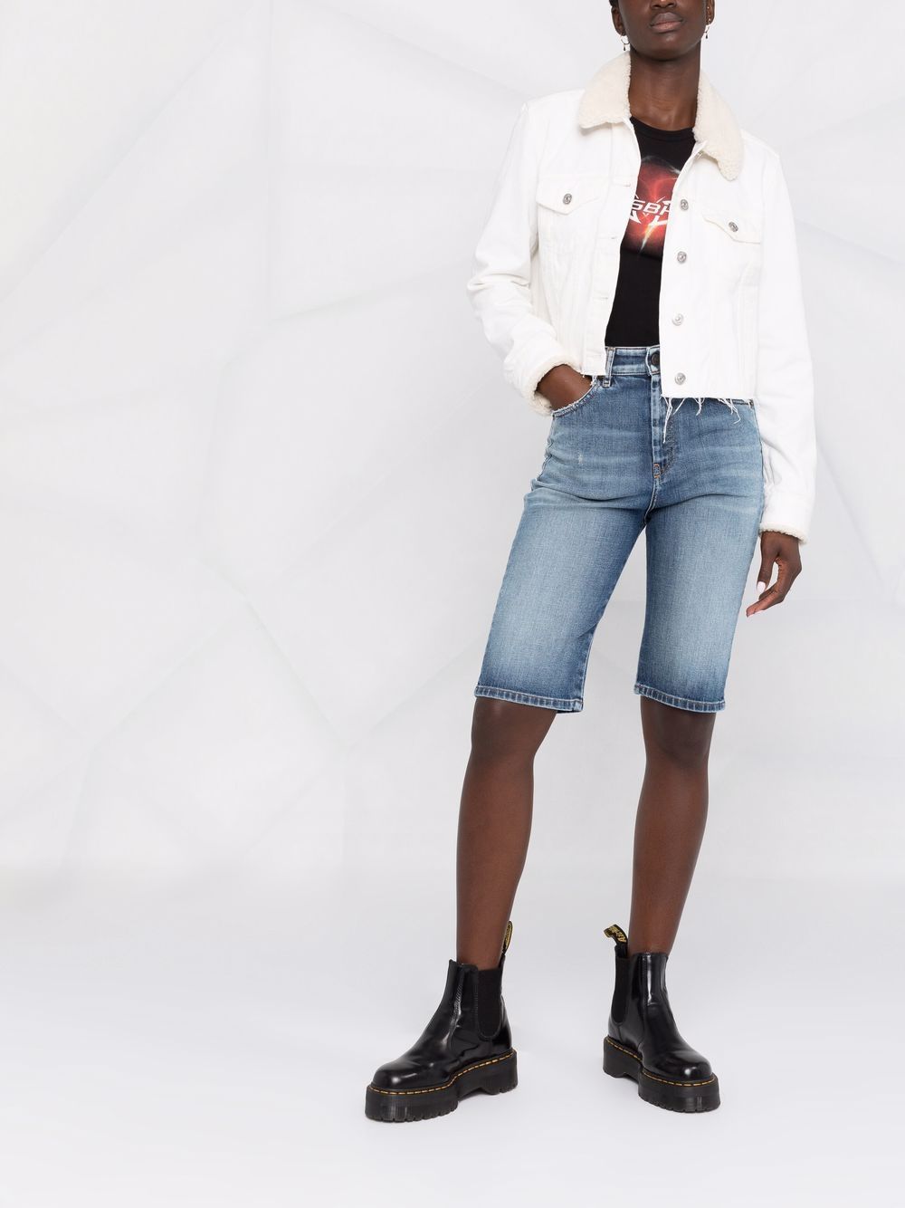 DIESEL® Diesel Knee-Length Straight Leg Denim Shorts