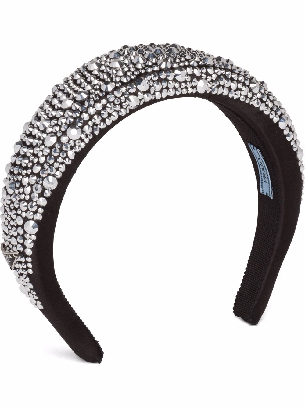 Prada Satin Jeweled Headband NWT Logo-embellished satin headband in black - Prada | Mytheresa main image 2