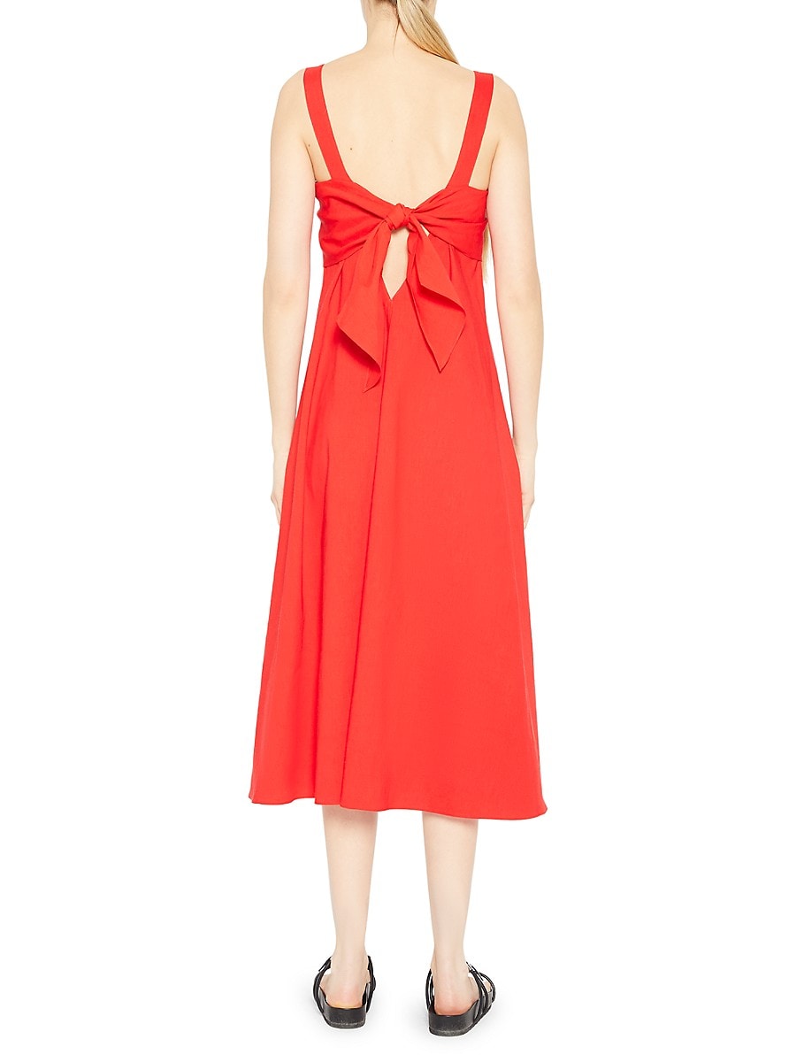 Theory Tie-Back Linen-Blend Midi Dress Size In White - 25% Off |  Editorialist