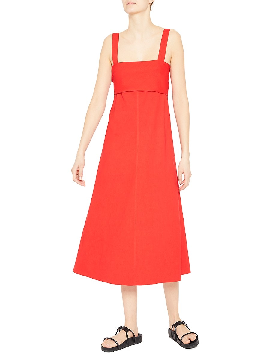 Theory Tie-Back Linen-Blend Midi Dress Size In White - 25% Off | Editorialist Theory Tie-Back Linen-Blend Midi Dress Size In White - 25% Off | Editorialist