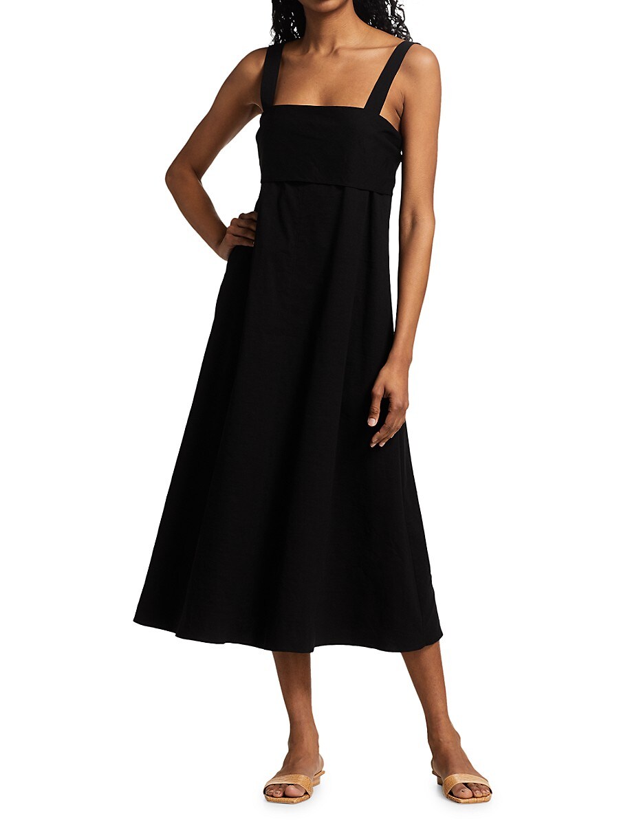 Theory Tie-Back Linen-Blend Midi Dress Size In White - 25% Off |  Editorialist
