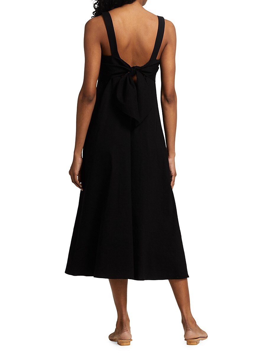 Theory Tie-Back Linen-Blend Midi Dress Size In White - 25% Off | Editorialist Theory Tie-Back Linen-Blend Midi Dress Size In White - 25% Off | Editorialist
