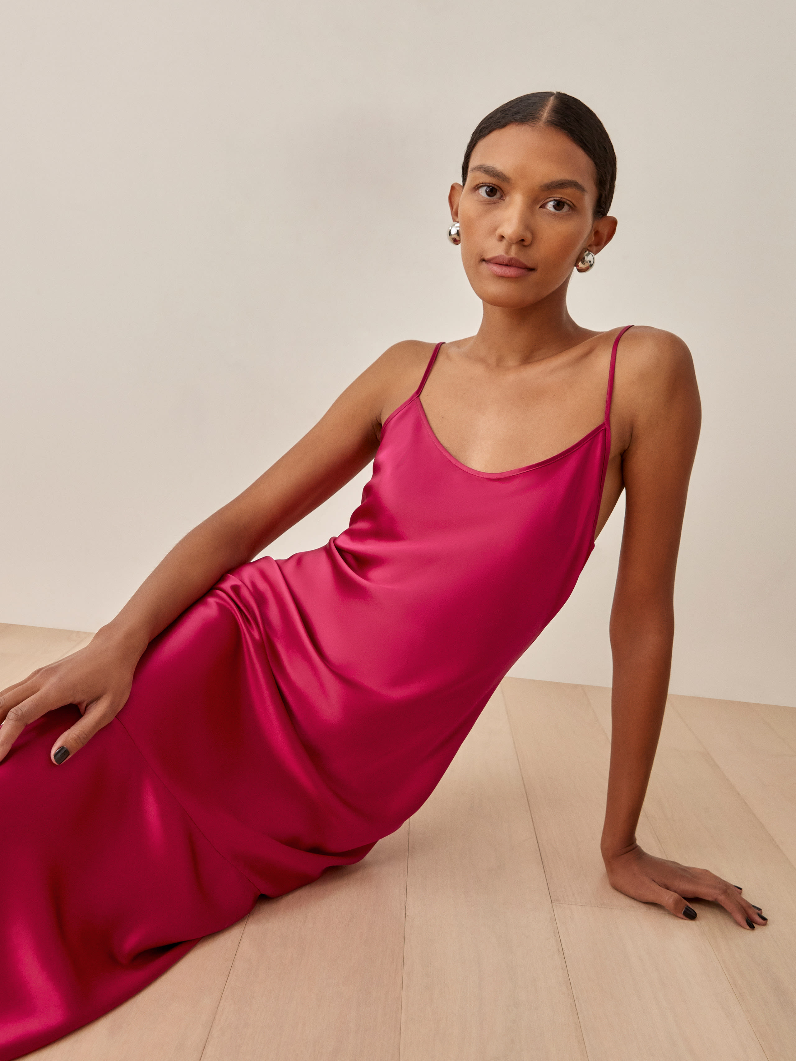 alisal silk dress Reformation Alisal Dress - Rhubarb