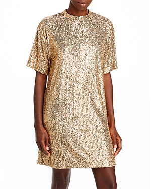 green emerald velvet dress Gold Sequin Top Short Dress main image 0