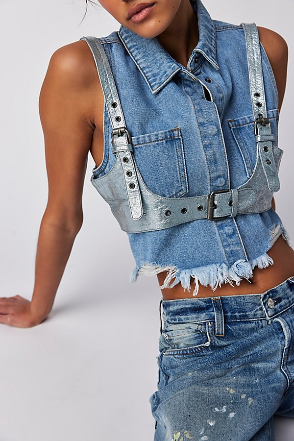 Free People Rebel Leather Harness - Black | Editorialist display picture 1