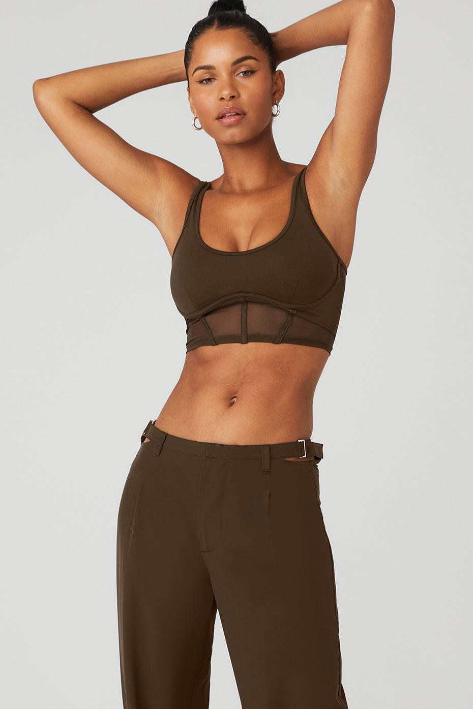 Alo Yoga Airbrush Mesh Corset Tank Top - Espresso | Editorialist