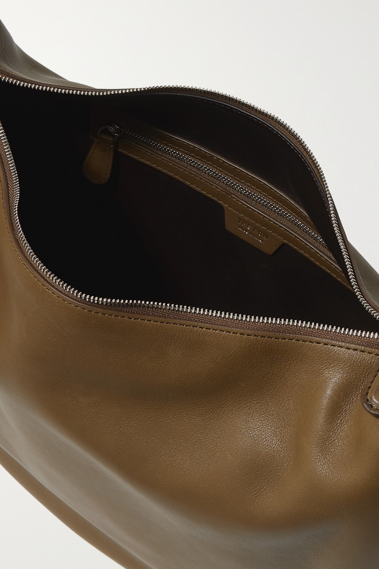 The Row Allie Leather Shoulder Bag In Green - 30% Off | Editorialist