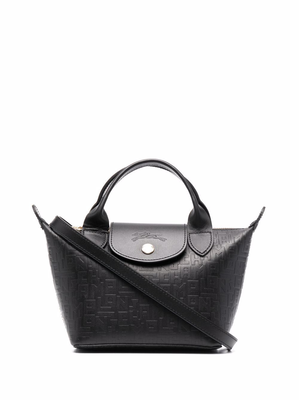 Longchamp Mini Le Pliage Lgp Logo-Embossed Leather Tote Bag